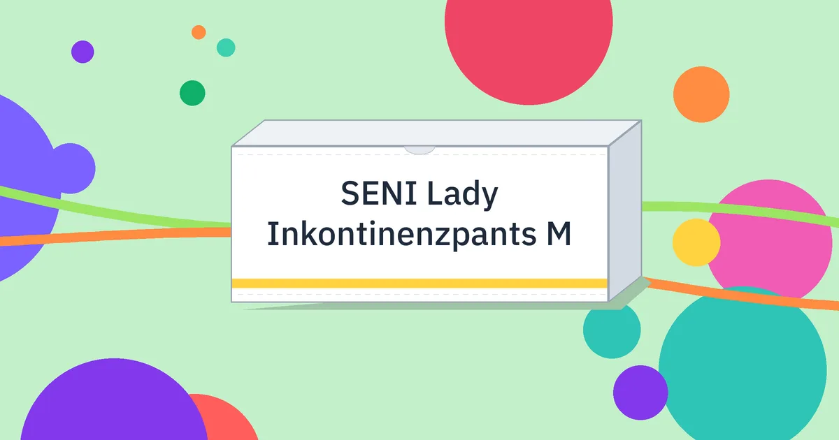 Symbolbild: Packung mit der Aufschrift SENI Lady Inkontinenzpants M (PZN 20322450) – Verfügbarkeit und Bezug in Apotheken in Frankfurt am Main