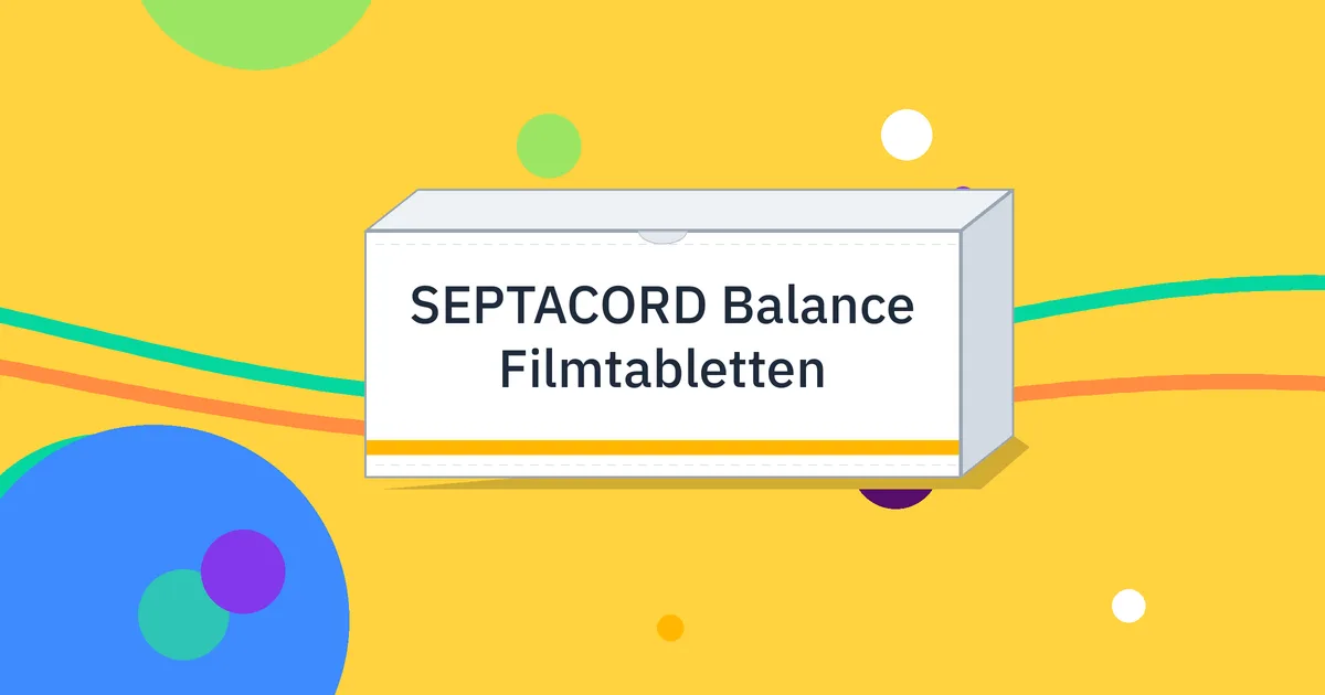 Symbolbild: Packung mit der Aufschrift SEPTACORD Balance Filmtabletten (PZN 14277811) – Verfügbarkeit und Bezug in Apotheken in Frankfurt am Main