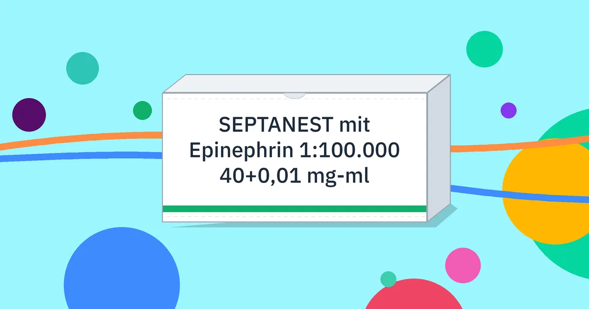 Symbolbild: Packung mit der Aufschrift SEPTANEST mit Epinephrin 1:100.000 40+0,01 mg-ml (PZN 14273109) – Verfügbarkeit und Bezug in Apotheken in Frankfurt am Main
