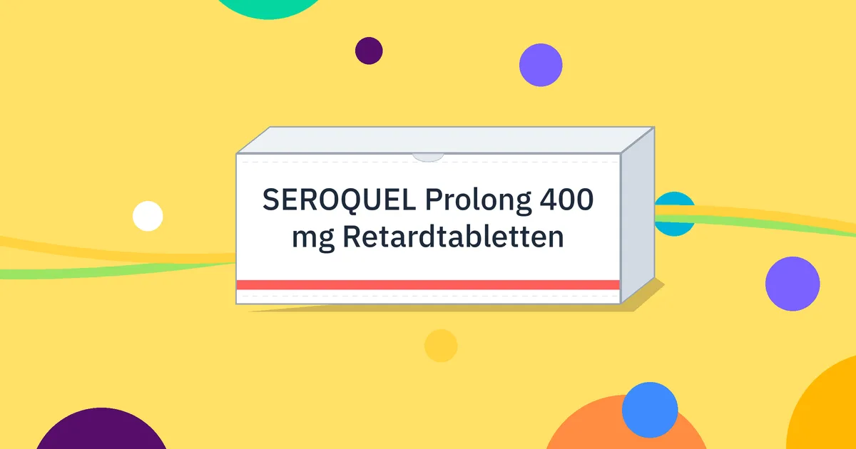 Symbolbild: Packung mit der Aufschrift SEROQUEL Prolong 400 mg Retardtabletten (PZN 06081206) – Verfügbarkeit und Bezug in Apotheken in Frankfurt am Main
