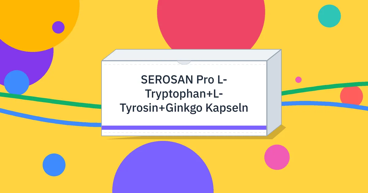 Symbolbild: Packung mit der Aufschrift SEROSAN Pro L-Tryptophan+L-Tyrosin+Ginkgo Kapseln (PZN 18317424) – Verfügbarkeit und Bezug in Apotheken in Frankfurt am Main