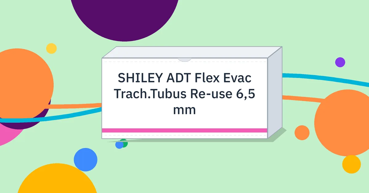 Symbolbild: Packung mit der Aufschrift SHILEY ADT Flex Evac Trach.Tubus Re-use 6,5 mm (PZN 18410371) – Verfügbarkeit und Bezug in Apotheken in Frankfurt am Main