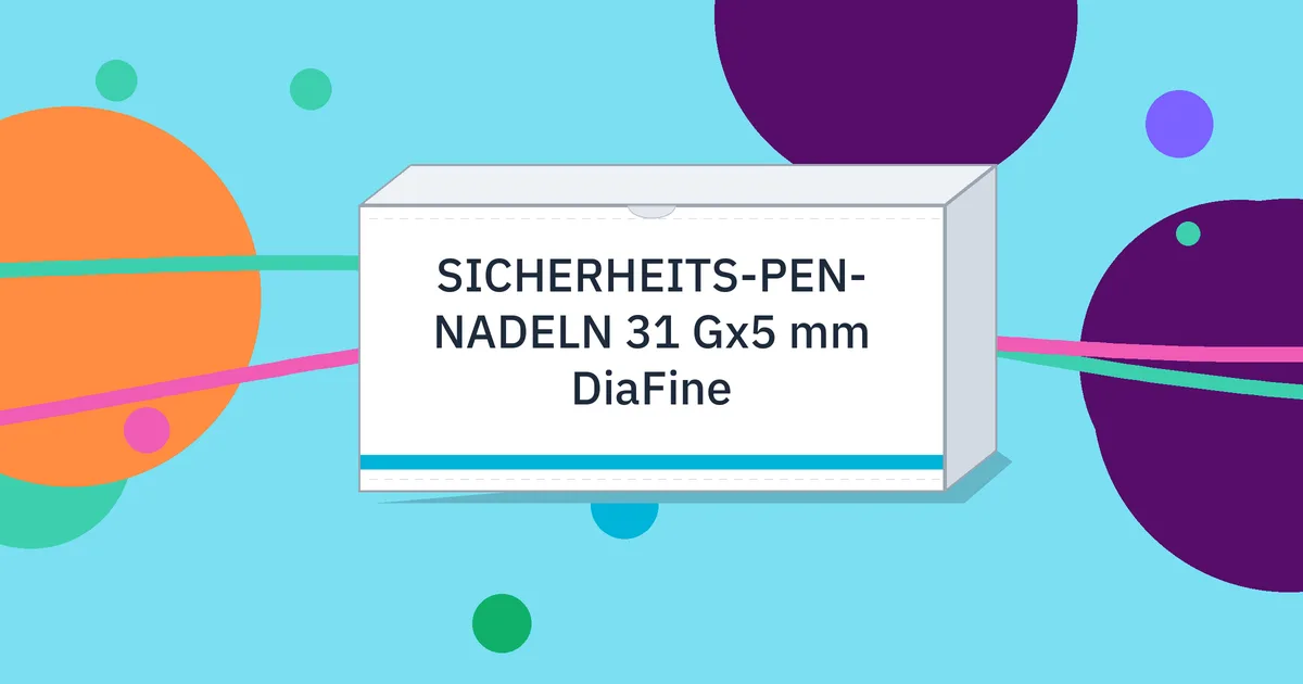 Symbolbild: Packung mit der Aufschrift SICHERHEITS-PEN-NADELN 31 Gx5 mm DiaFine (PZN 18663416) – Verfügbarkeit und Bezug in Apotheken in Frankfurt am Main