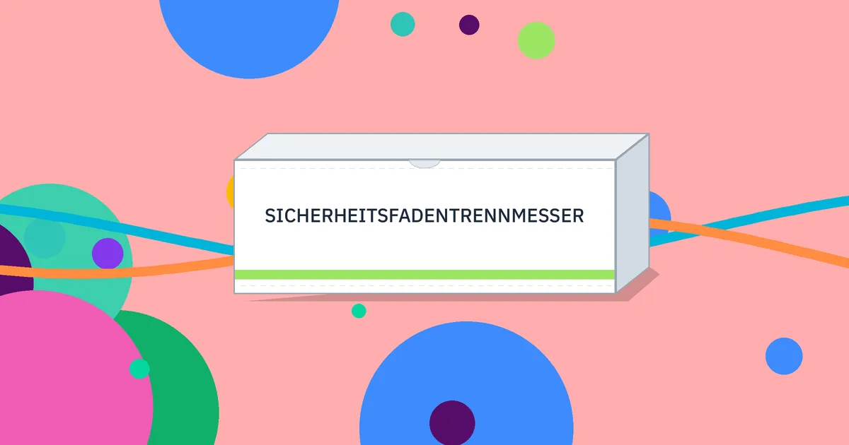 Symbolbild: Packung mit der Aufschrift SICHERHEITSFADENTRENNMESSER (PZN 01439324) – Verfügbarkeit und Bezug in Apotheken in Frankfurt am Main