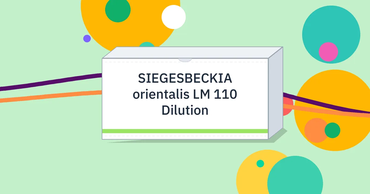 Symbolbild: Packung mit der Aufschrift SIEGESBECKIA orientalis LM 110 Dilution (PZN 13677804) – Verfügbarkeit und Bezug in Apotheken in Frankfurt am Main