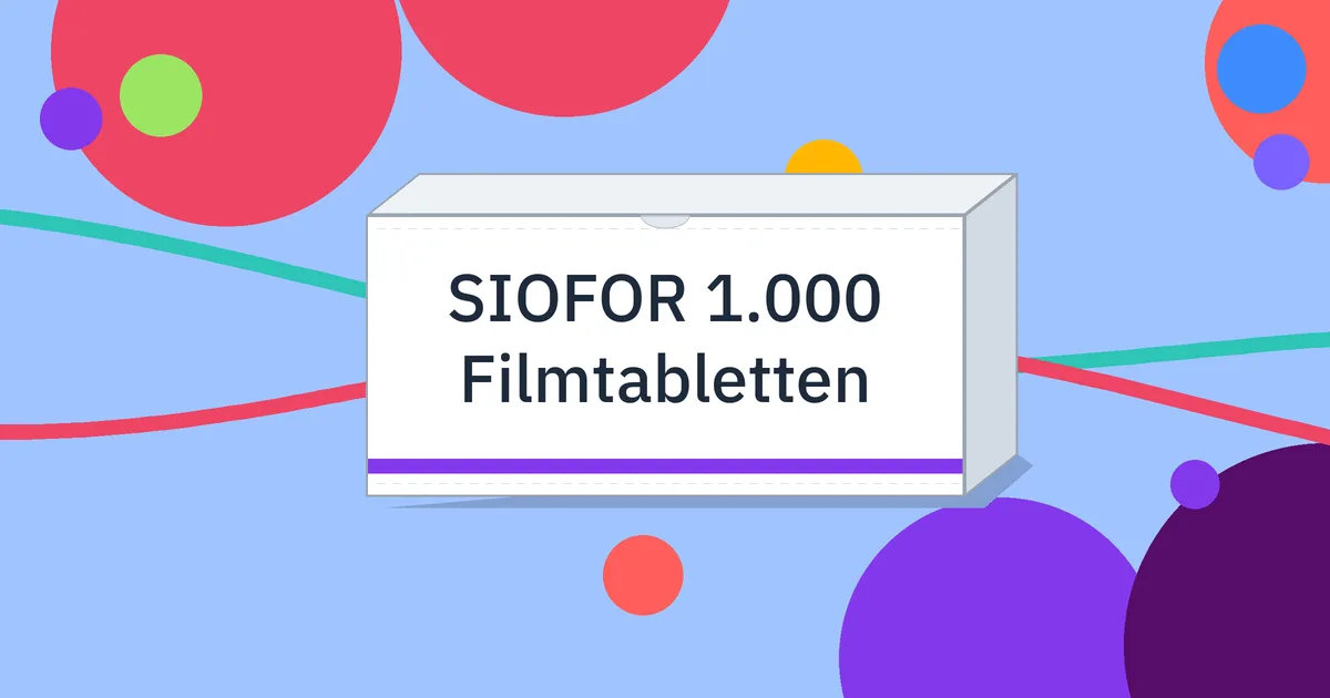 Symbolbild: Packung mit der Aufschrift SIOFOR 1.000 Filmtabletten (PZN 02814149) – Verfügbarkeit und Bezug in Apotheken in Frankfurt am Main