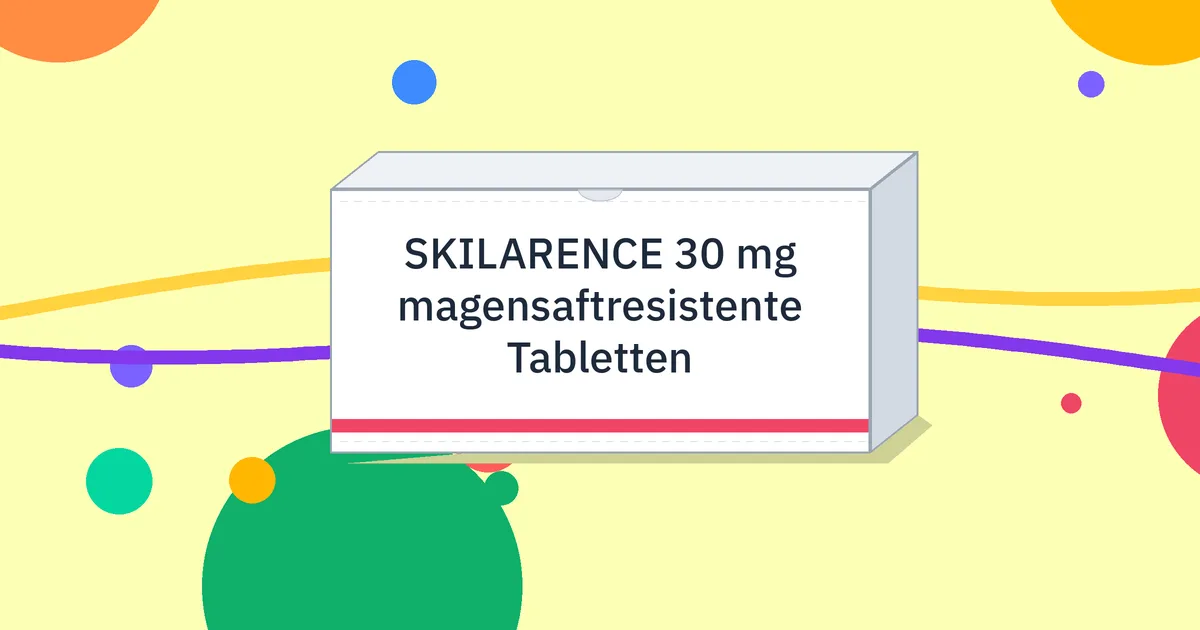 Symbolbild: Packung mit der Aufschrift SKILARENCE 30 mg magensaftresistente Tabletten (PZN 10744776) – Verfügbarkeit und Bezug in Apotheken in Frankfurt am Main