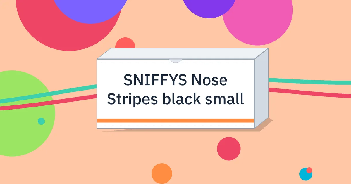 Symbolbild: Packung mit der Aufschrift SNIFFYS Nose Stripes black small (PZN 20124253) – Verfügbarkeit und Bezug in Apotheken in Frankfurt am Main