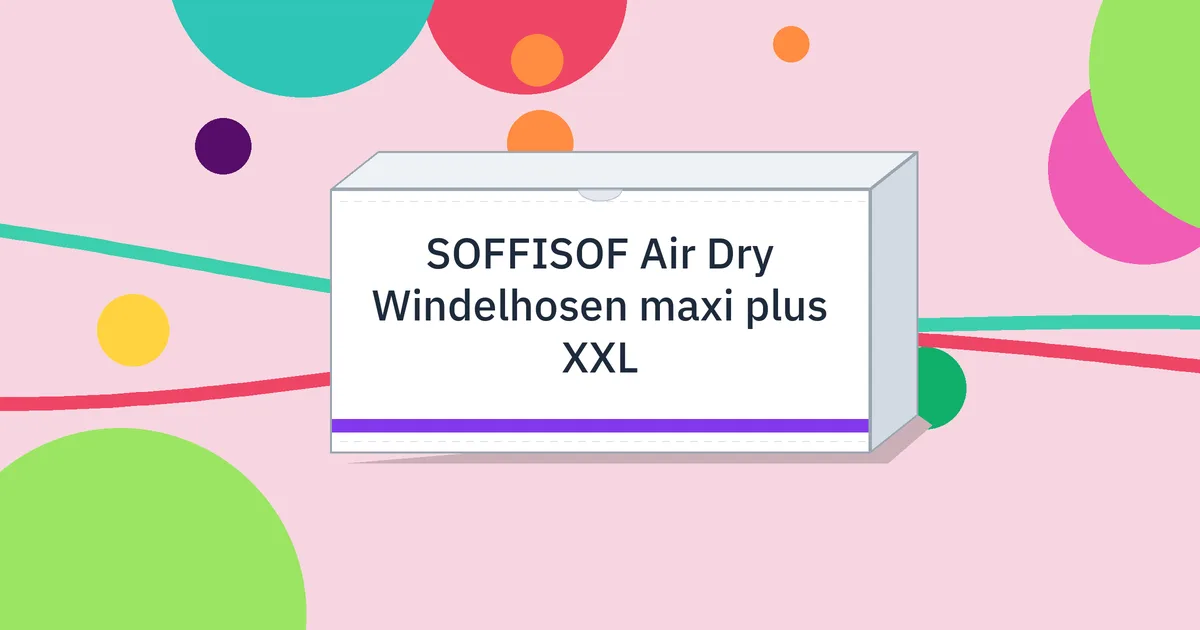Symbolbild: Packung mit der Aufschrift SOFFISOF Air Dry Windelhosen maxi plus XXL (PZN 12566505) – Verfügbarkeit und Bezug in Apotheken in Frankfurt am Main