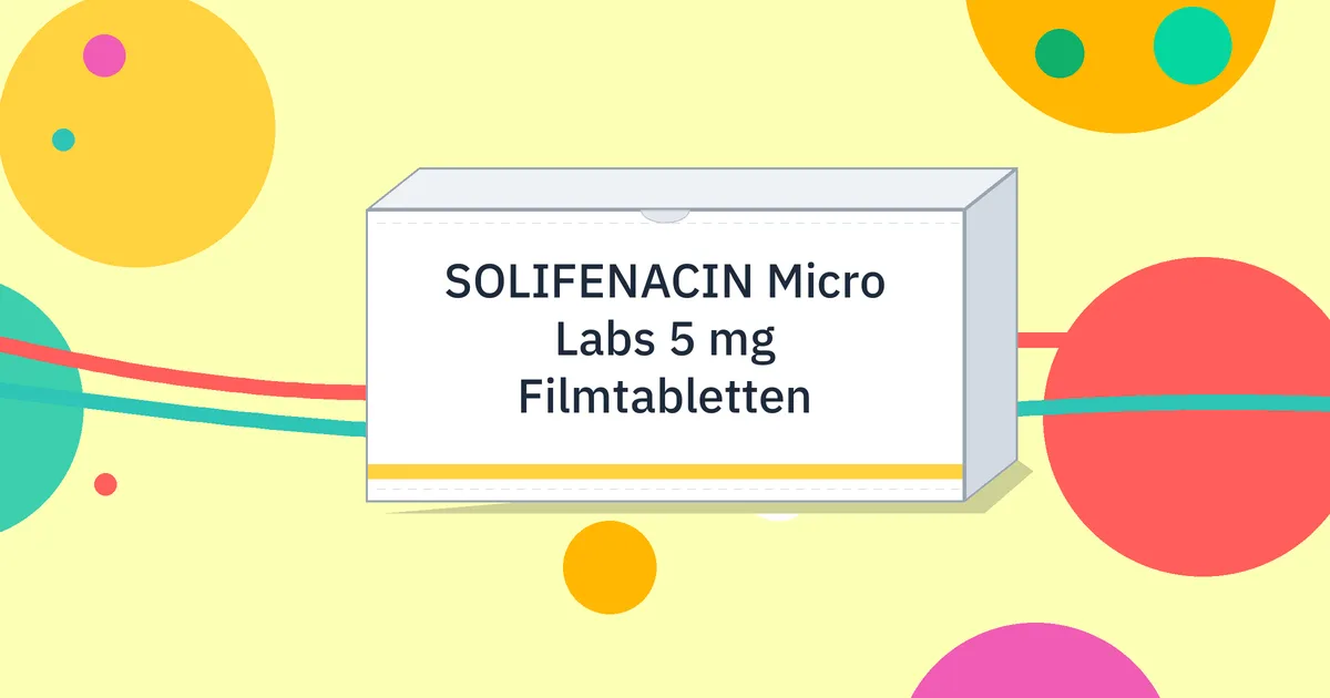 Symbolbild: Packung mit der Aufschrift SOLIFENACIN Micro Labs 5 mg Filmtabletten (PZN 13965101) – Verfügbarkeit und Bezug in Apotheken in Frankfurt am Main