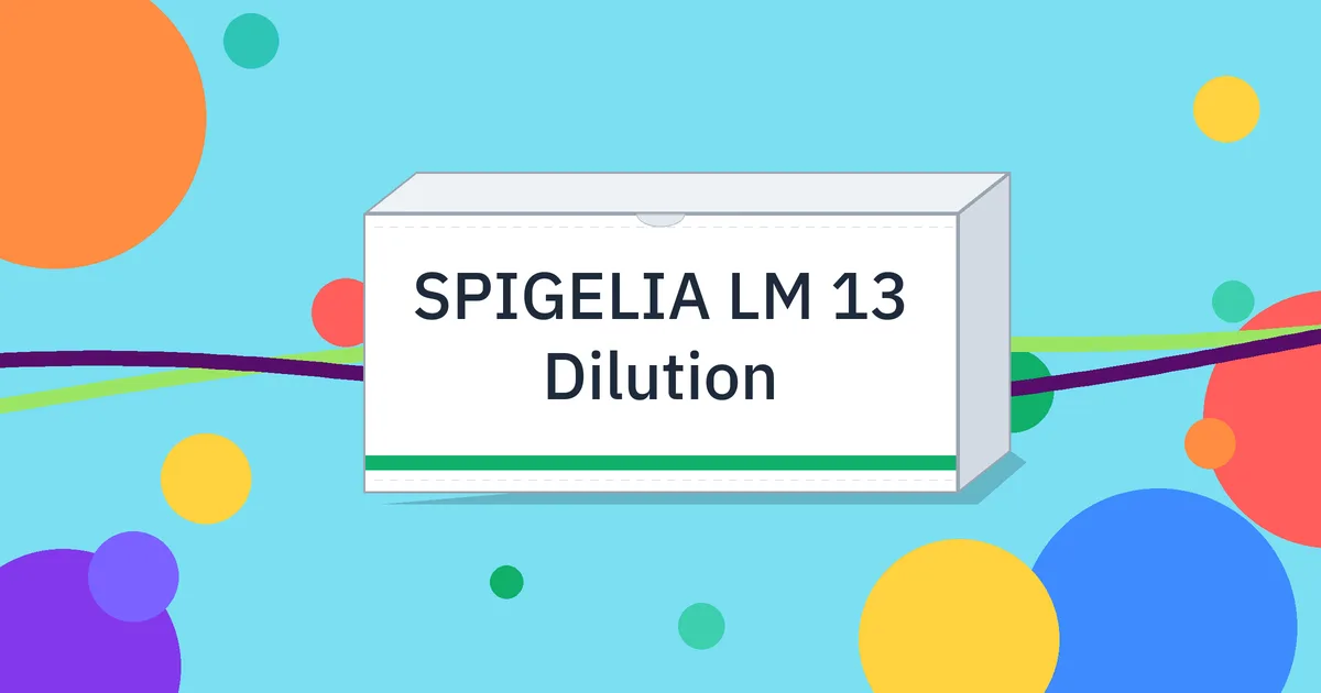 Symbolbild: Packung mit der Aufschrift SPIGELIA LM 13 Dilution (PZN 13195152) – Verfügbarkeit und Bezug in Apotheken in Frankfurt am Main