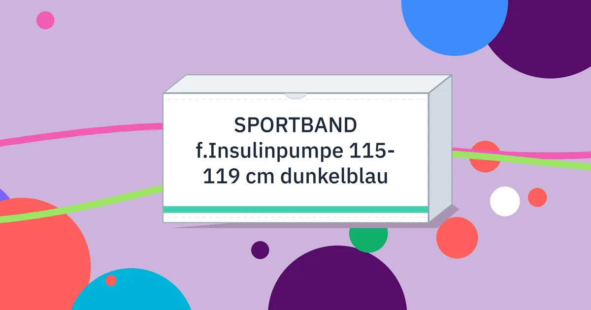 Symbolbild: Packung mit der Aufschrift SPORTBAND f.Insulinpumpe 115-119 cm dunkelblau (PZN 12461284) – Verfügbarkeit und Bezug in Apotheken in Frankfurt am Main