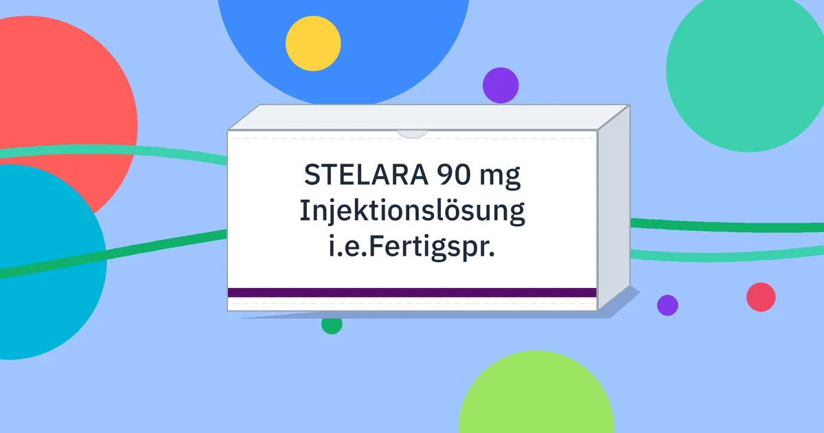 Symbolbild: Packung mit der Aufschrift STELARA 90 mg Injektionslösung i.e.Fertigspr. (PZN 11850718) – Verfügbarkeit und Bezug in Apotheken in Frankfurt am Main