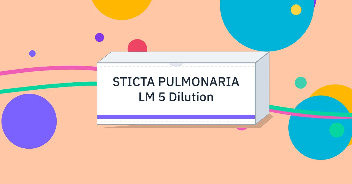 Symbolbild: Packung mit der Aufschrift STICTA PULMONARIA LM 5 Dilution (PZN 13200410) – Verfügbarkeit und Bezug in Apotheken in Frankfurt am Main