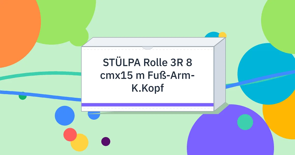 Symbolbild: Packung mit der Aufschrift STÜLPA Rolle 3R 8 cmx15 m Fuß-Arm-K.Kopf (PZN 16236006) – Verfügbarkeit und Bezug in Apotheken in Frankfurt am Main
