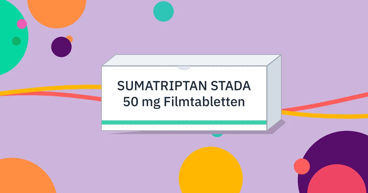 Symbolbild: Packung mit der Aufschrift SUMATRIPTAN STADA 50 mg Filmtabletten (PZN 04874411) – Verfügbarkeit und Bezug in Apotheken in Frankfurt am Main