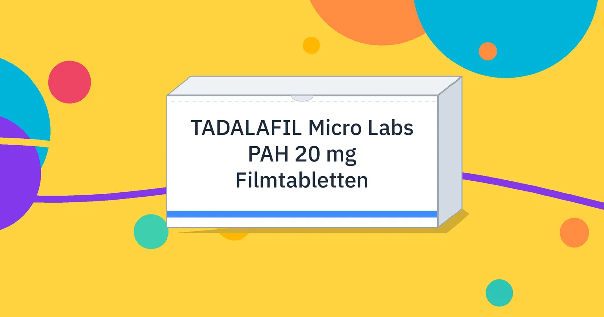Symbolbild: Packung mit der Aufschrift TADALAFIL Micro Labs PAH 20 mg Filmtabletten (PZN 18112633) – Verfügbarkeit und Bezug in Apotheken in Frankfurt am Main