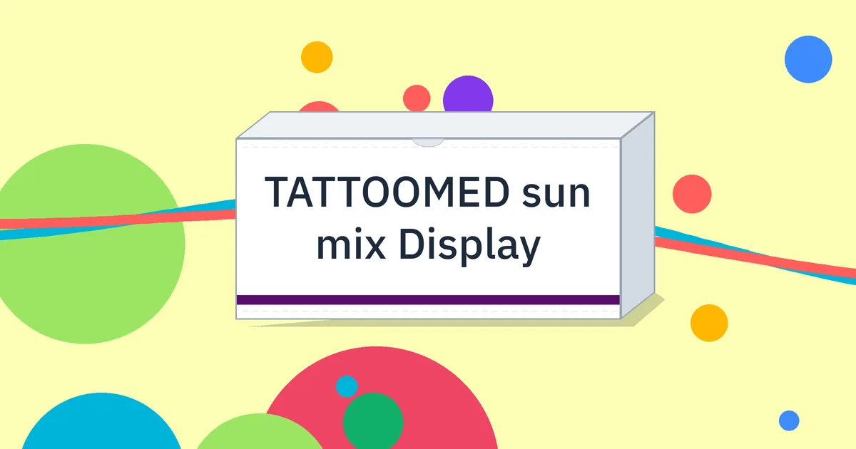Symbolbild: Packung mit der Aufschrift TATTOOMED sun mix Display (PZN 19290673) – Verfügbarkeit und Bezug in Apotheken in Frankfurt am Main