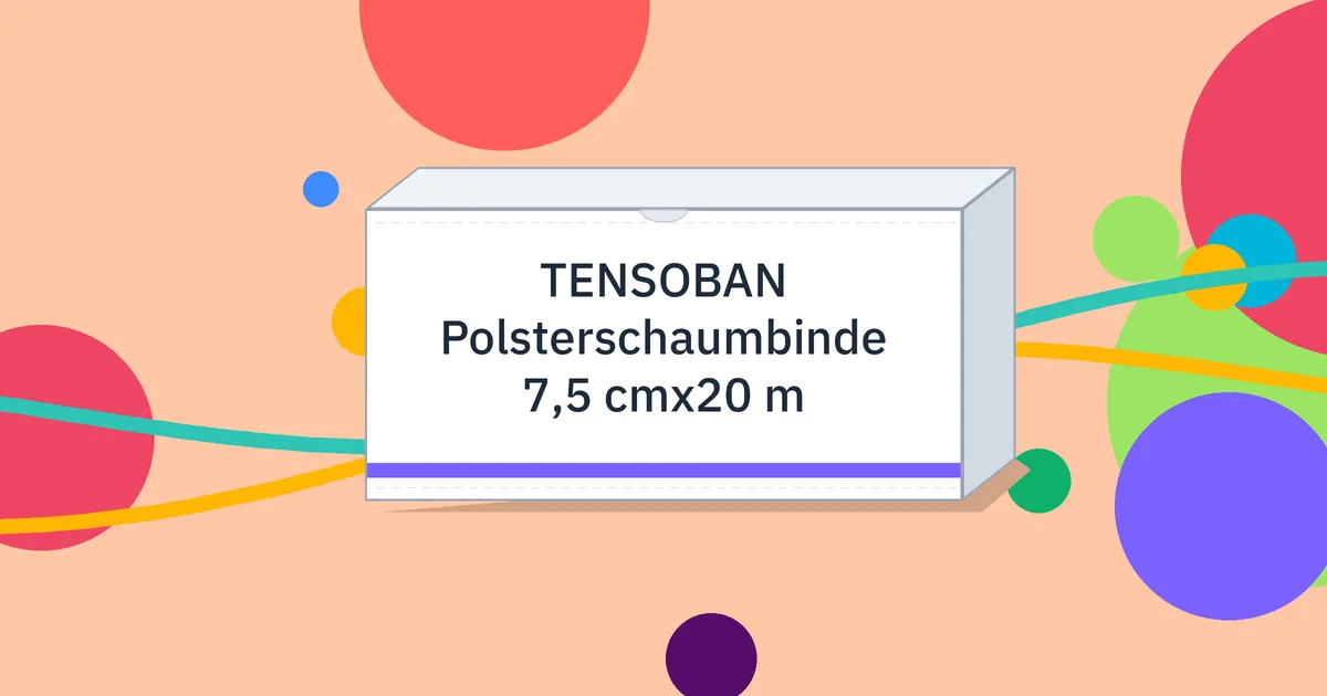 Symbolbild: Packung mit der Aufschrift TENSOBAN Polsterschaumbinde 7,5 cmx20 m (PZN 15316051) – Verfügbarkeit und Bezug in Apotheken in Frankfurt am Main