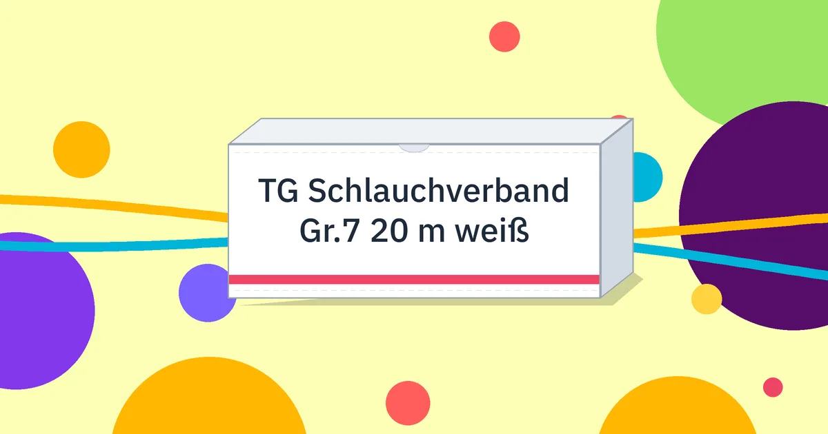 Symbolbild: Packung mit der Aufschrift TG Schlauchverband Gr.7 20 m weiß (PZN 17917777) – Verfügbarkeit und Bezug in Apotheken in Frankfurt am Main