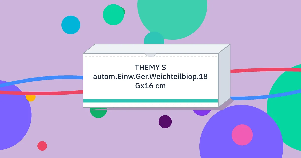 Symbolbild: Packung mit der Aufschrift THEMY S autom.Einw.Ger.Weichteilbiop.18 Gx16 cm (PZN 19738381) – Verfügbarkeit und Bezug in Apotheken in Frankfurt am Main