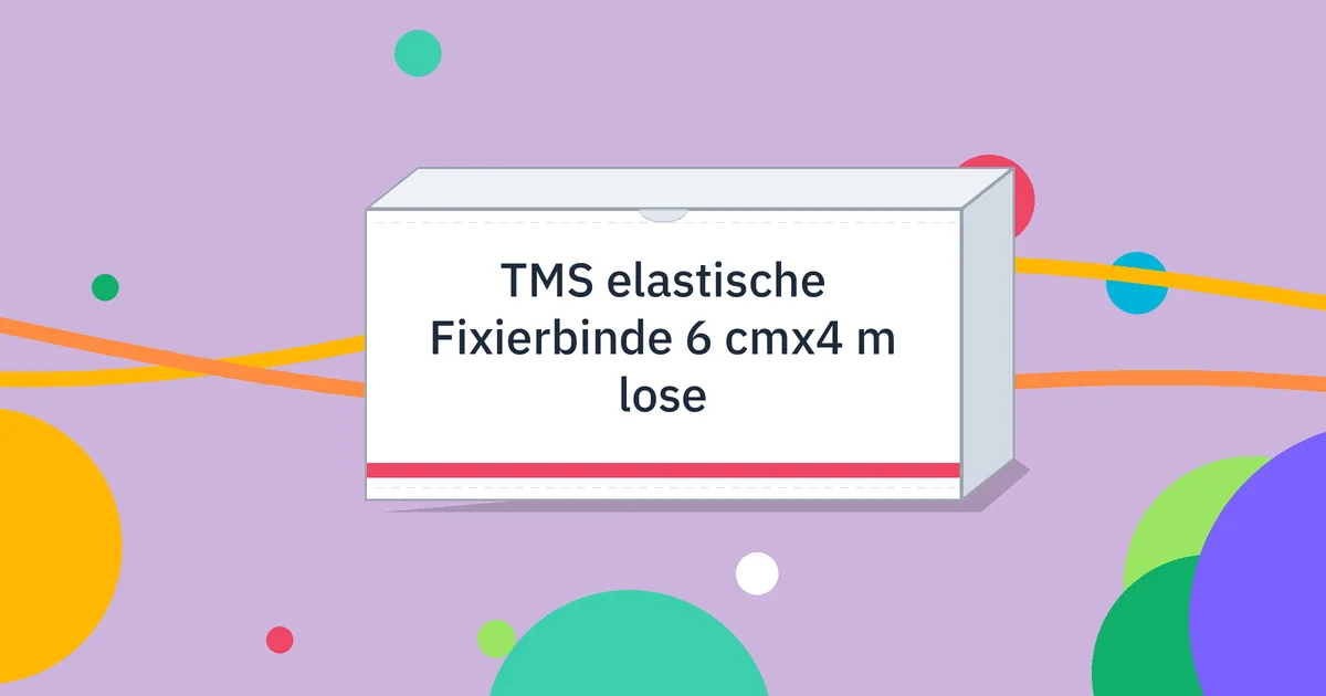 Symbolbild: Packung mit der Aufschrift TMS elastische Fixierbinde 6 cmx4 m lose (PZN 18316198) – Verfügbarkeit und Bezug in Apotheken in Frankfurt am Main