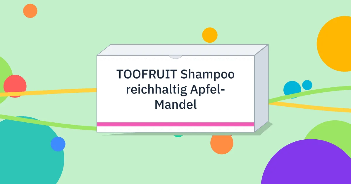 Symbolbild: Packung mit der Aufschrift TOOFRUIT Shampoo reichhaltig Apfel-Mandel (PZN 19387740) – Verfügbarkeit und Bezug in Apotheken in Frankfurt am Main