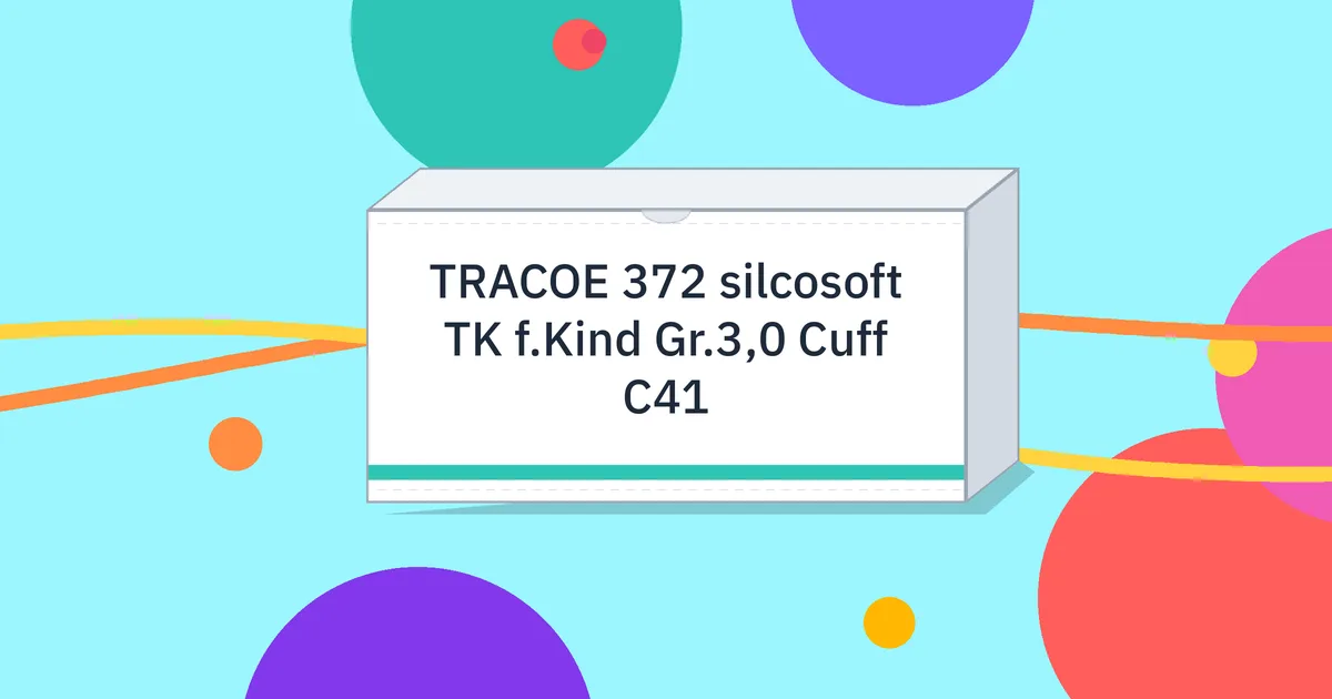 Symbolbild: Packung mit der Aufschrift TRACOE 372 silcosoft TK f.Kind Gr.3,0 Cuff C41 (PZN 14316014) – Verfügbarkeit und Bezug in Apotheken in Frankfurt am Main