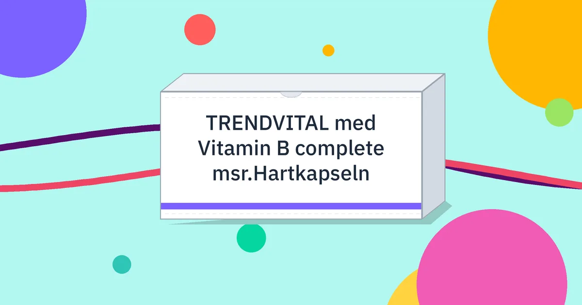 Symbolbild: Packung mit der Aufschrift TRENDVITAL med Vitamin B complete msr.Hartkapseln (PZN 13712713) – Verfügbarkeit und Bezug in Apotheken in Frankfurt am Main