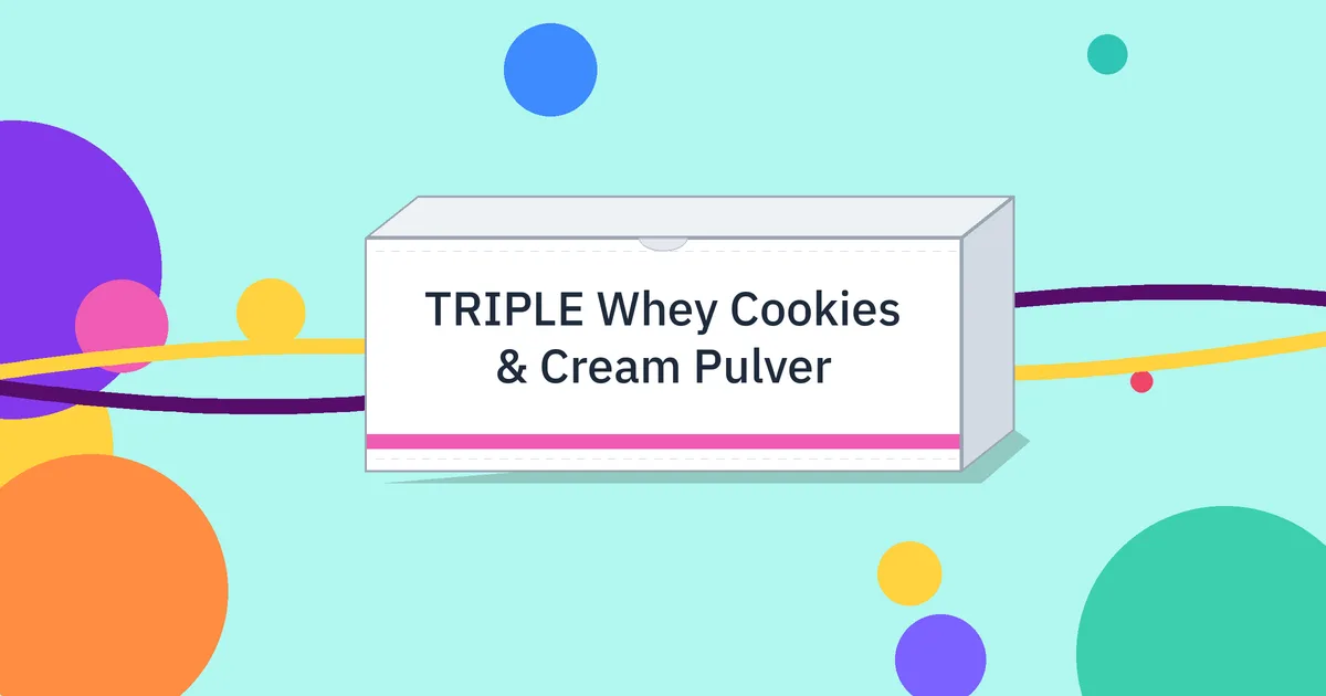 Symbolbild: Packung mit der Aufschrift TRIPLE Whey Cookies & Cream Pulver (PZN 20720908) – Verfügbarkeit und Bezug in Apotheken in Frankfurt am Main