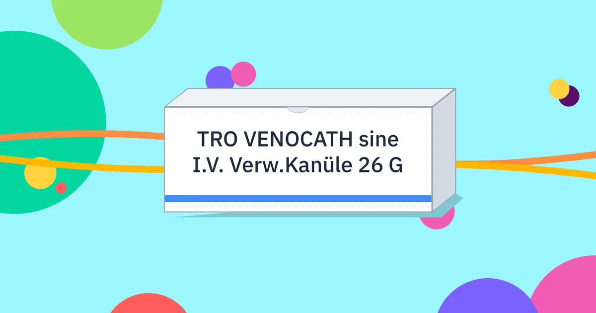 Symbolbild: Packung mit der Aufschrift TRO VENOCATH sine I.V. Verw.Kanüle 26 G (PZN 11187444) – Verfügbarkeit und Bezug in Apotheken in Frankfurt am Main
