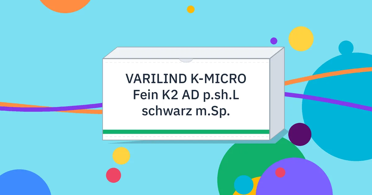 Symbolbild: Packung mit der Aufschrift VARILIND K-MICRO Fein K2 AD p.sh.L schwarz m.Sp. (PZN 20559028) – Verfügbarkeit und Bezug in Apotheken in Frankfurt am Main