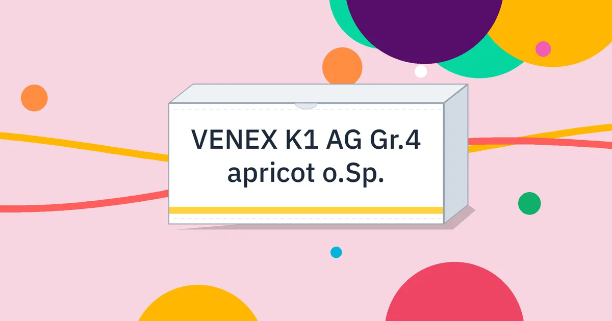 Symbolbild: Packung mit der Aufschrift VENEX K1 AG Gr.4 apricot o.Sp. (PZN 03188984) – Verfügbarkeit und Bezug in Apotheken in Frankfurt am Main