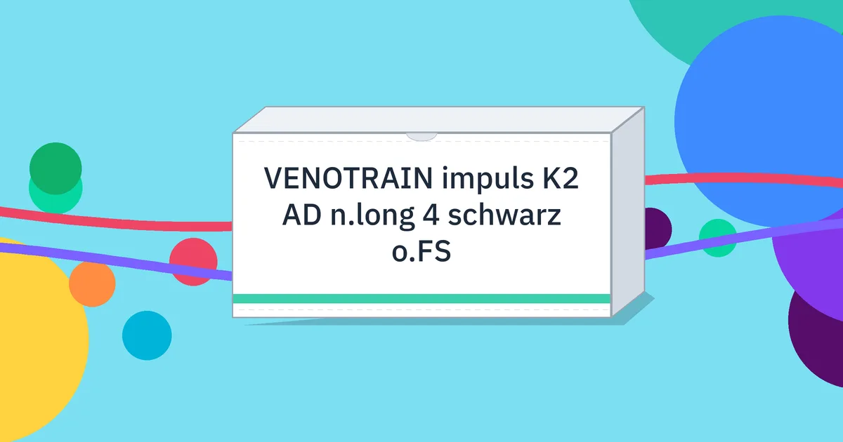 Symbolbild: Packung mit der Aufschrift VENOTRAIN impuls K2 AD n.long 4 schwarz o.FS (PZN 00627584) – Verfügbarkeit und Bezug in Apotheken in Frankfurt am Main