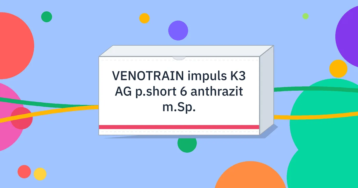 Symbolbild: Packung mit der Aufschrift VENOTRAIN impuls K3 AG p.short 6 anthrazit m.Sp. (PZN 15213612) – Verfügbarkeit und Bezug in Apotheken in Frankfurt am Main