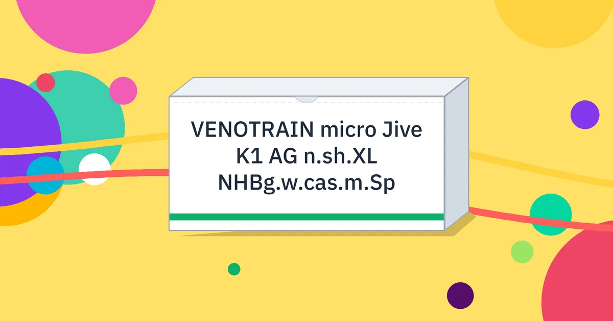 Symbolbild: Packung mit der Aufschrift VENOTRAIN micro Jive K1 AG n.sh.XL NHBg.w.cas.m.Sp (PZN 20767838) – Verfügbarkeit und Bezug in Apotheken in Frankfurt am Main