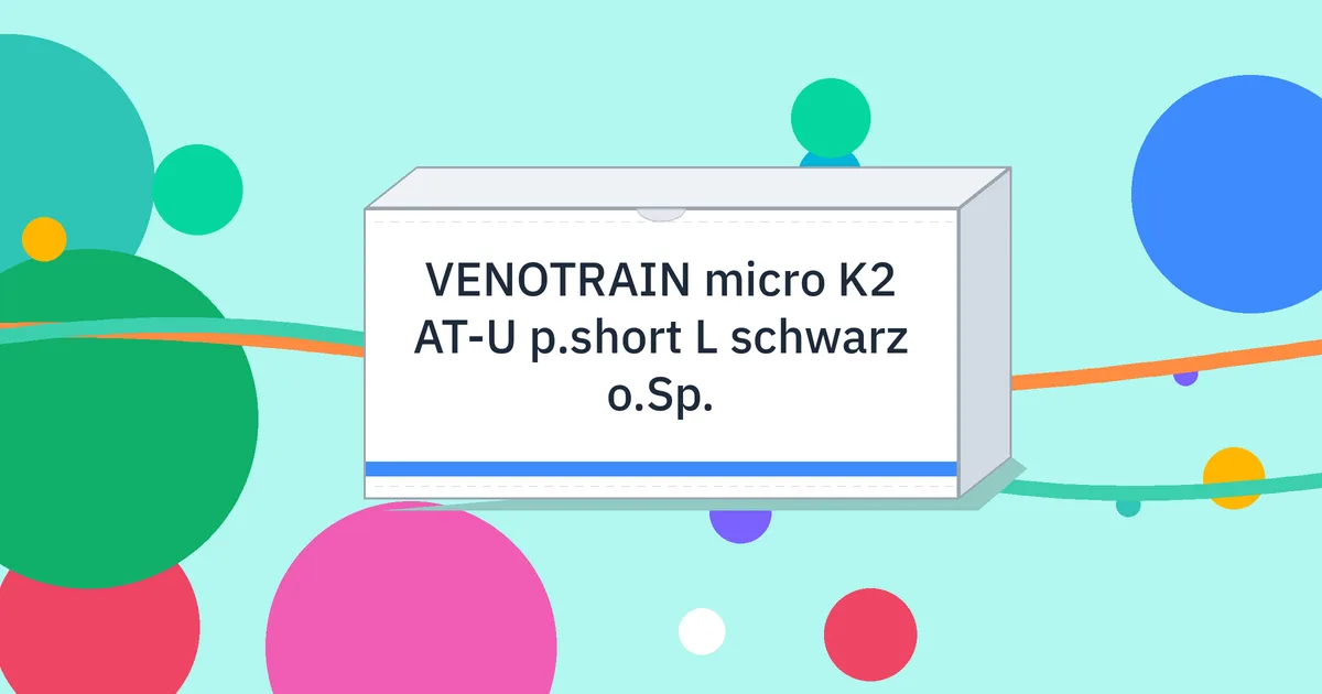 Symbolbild: Packung mit der Aufschrift VENOTRAIN micro K2 AT-U p.short L schwarz o.Sp. (PZN 06346432) – Verfügbarkeit und Bezug in Apotheken in Frankfurt am Main