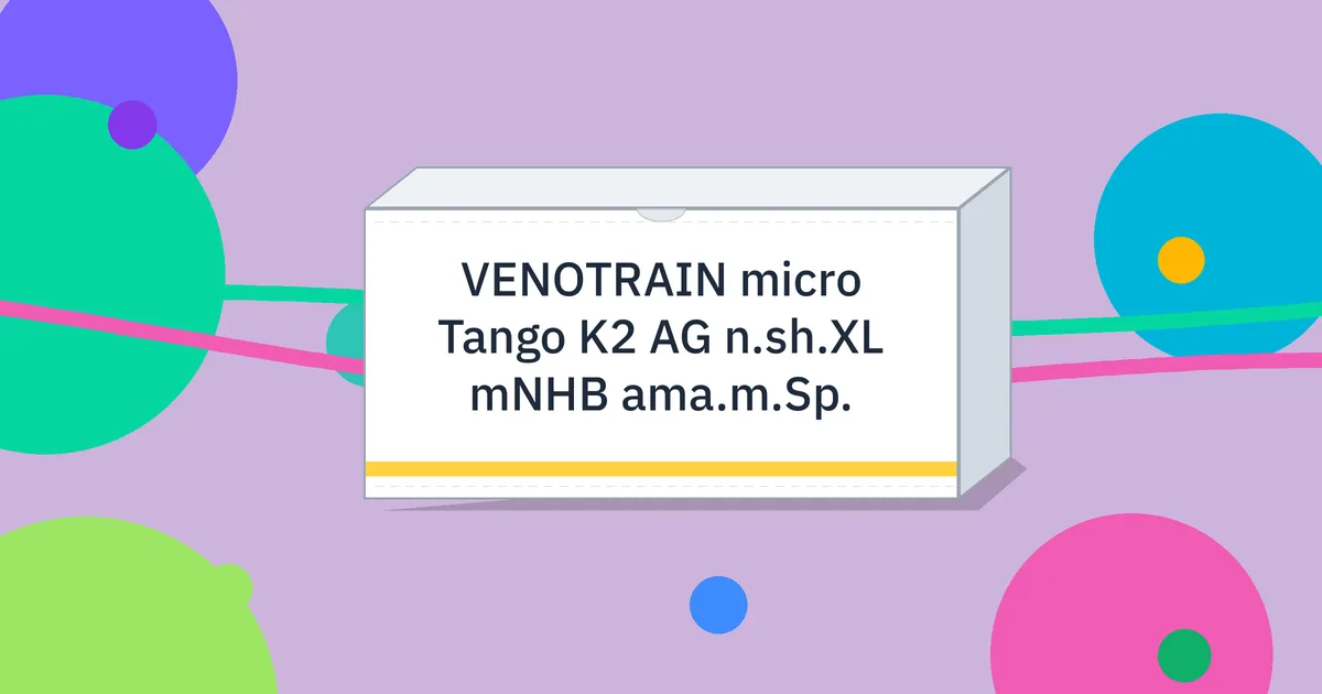 Symbolbild: Packung mit der Aufschrift VENOTRAIN micro Tango K2 AG n.sh.XL mNHB ama.m.Sp. (PZN 17759249) – Verfügbarkeit und Bezug in Apotheken in Frankfurt am Main