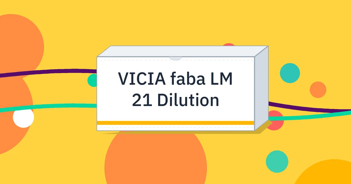 Symbolbild: Packung mit der Aufschrift VICIA faba LM 21 Dilution (PZN 13272964) – Verfügbarkeit und Bezug in Apotheken in Frankfurt am Main