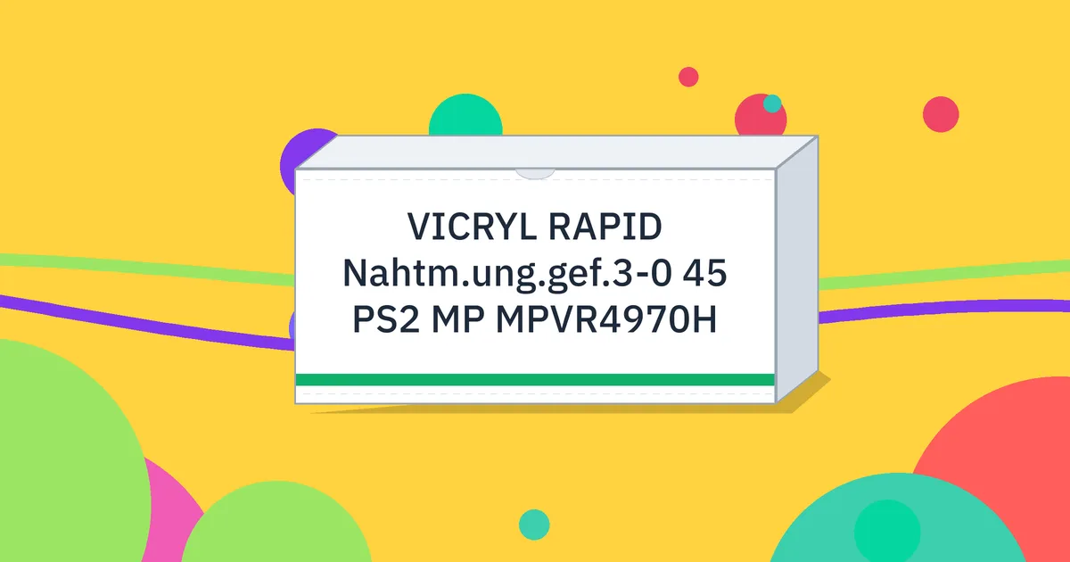 Symbolbild: Packung mit der Aufschrift VICRYL RAPID Nahtm.ung.gef.3-0 45 PS2 MP MPVR4970H (PZN 20924002) – Verfügbarkeit und Bezug in Apotheken in Frankfurt am Main