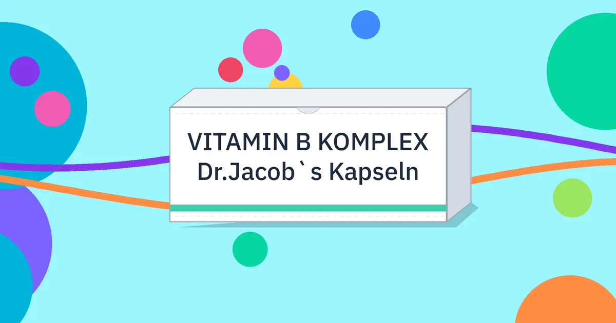 Symbolbild: Packung mit der Aufschrift VITAMIN B KOMPLEX Dr.Jacob`s Kapseln (PZN 19753452) – Verfügbarkeit und Bezug in Apotheken in Frankfurt am Main