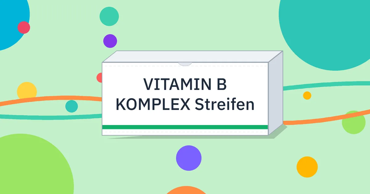 Symbolbild: Packung mit der Aufschrift VITAMIN B KOMPLEX Streifen (PZN 20135357) – Verfügbarkeit und Bezug in Apotheken in Frankfurt am Main