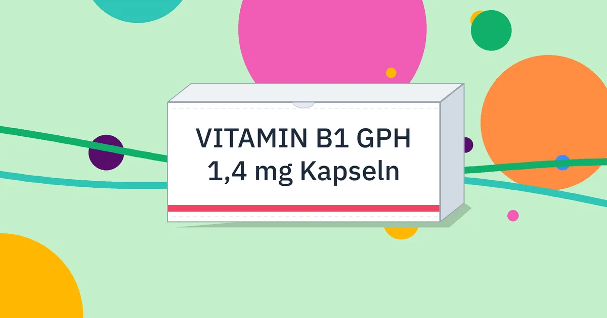 Symbolbild: Packung mit der Aufschrift VITAMIN B1 GPH 1,4 mg Kapseln (PZN 03379632) – Verfügbarkeit und Bezug in Apotheken in Frankfurt am Main