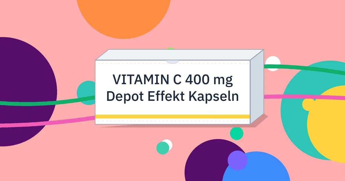 Symbolbild: Packung mit der Aufschrift VITAMIN C 400 mg Depot Effekt Kapseln (PZN 18442767) – Verfügbarkeit und Bezug in Apotheken in Frankfurt am Main