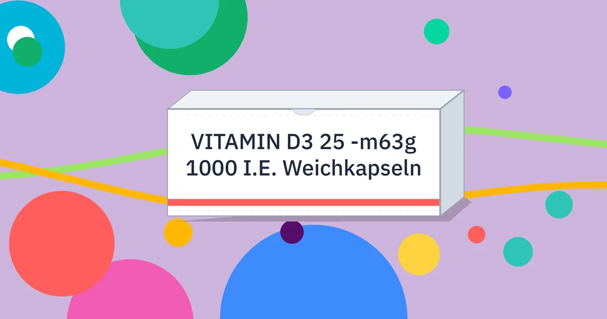 Symbolbild: Packung mit der Aufschrift VITAMIN D3 25 -m63g 1000 I.E. Weichkapseln (PZN 19740389) – Verfügbarkeit und Bezug in Apotheken in Frankfurt am Main