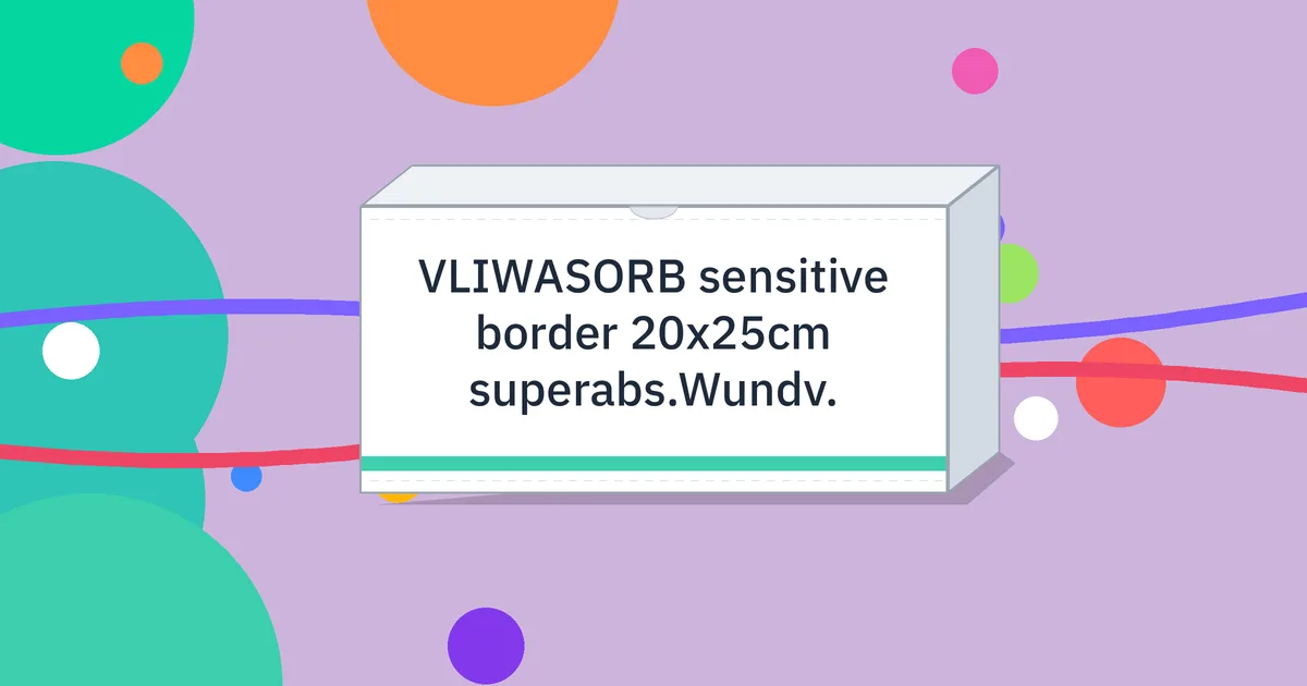 Symbolbild: Packung mit der Aufschrift VLIWASORB sensitive border 20x25cm superabs.Wundv. (PZN 19223895) – Verfügbarkeit und Bezug in Apotheken in Frankfurt am Main
