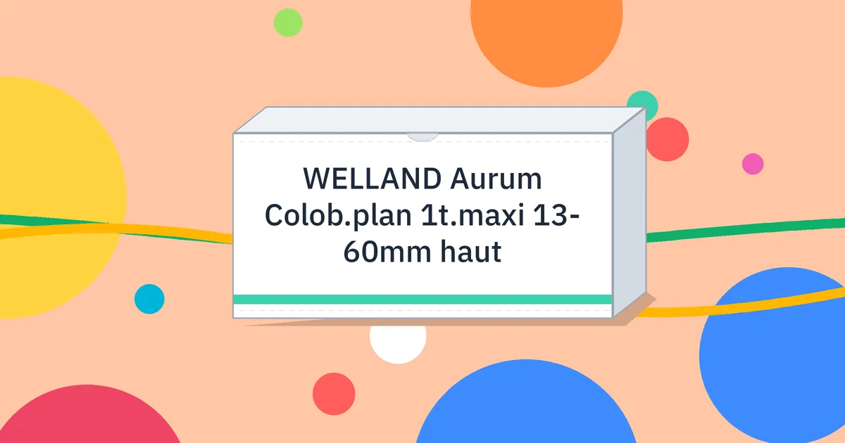 Symbolbild: Packung mit der Aufschrift WELLAND Aurum Colob.plan 1t.maxi 13-60mm haut (PZN 16142104) – Verfügbarkeit und Bezug in Apotheken in Frankfurt am Main