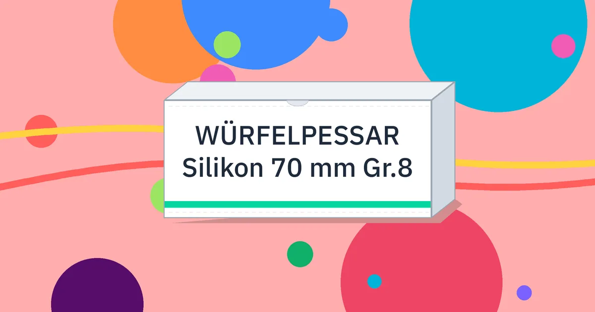 Symbolbild: Packung mit der Aufschrift WÜRFELPESSAR Silikon 70 mm Gr.8 (PZN 06869704) – Verfügbarkeit und Bezug in Apotheken in Frankfurt am Main
