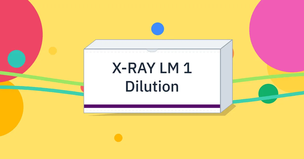 Symbolbild: Packung mit der Aufschrift X-RAY LM 1 Dilution (PZN 13282201) – Verfügbarkeit und Bezug in Apotheken in Frankfurt am Main
