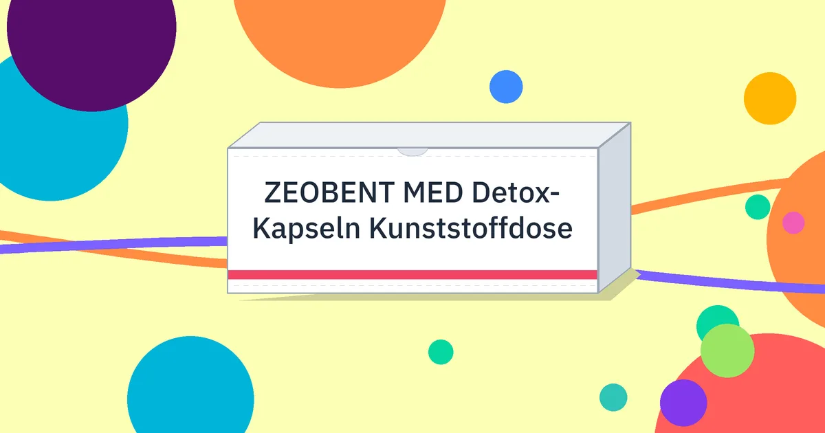 Symbolbild: Packung mit der Aufschrift ZEOBENT MED Detox-Kapseln Kunststoffdose (PZN 19161272) – Verfügbarkeit und Bezug in Apotheken in Frankfurt am Main